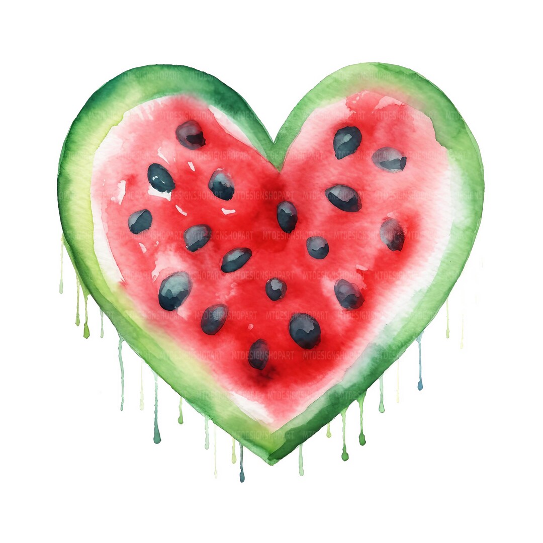 16 Watermelon Heart Clipart , Watermelon Clipart, Printable Watercolor ...