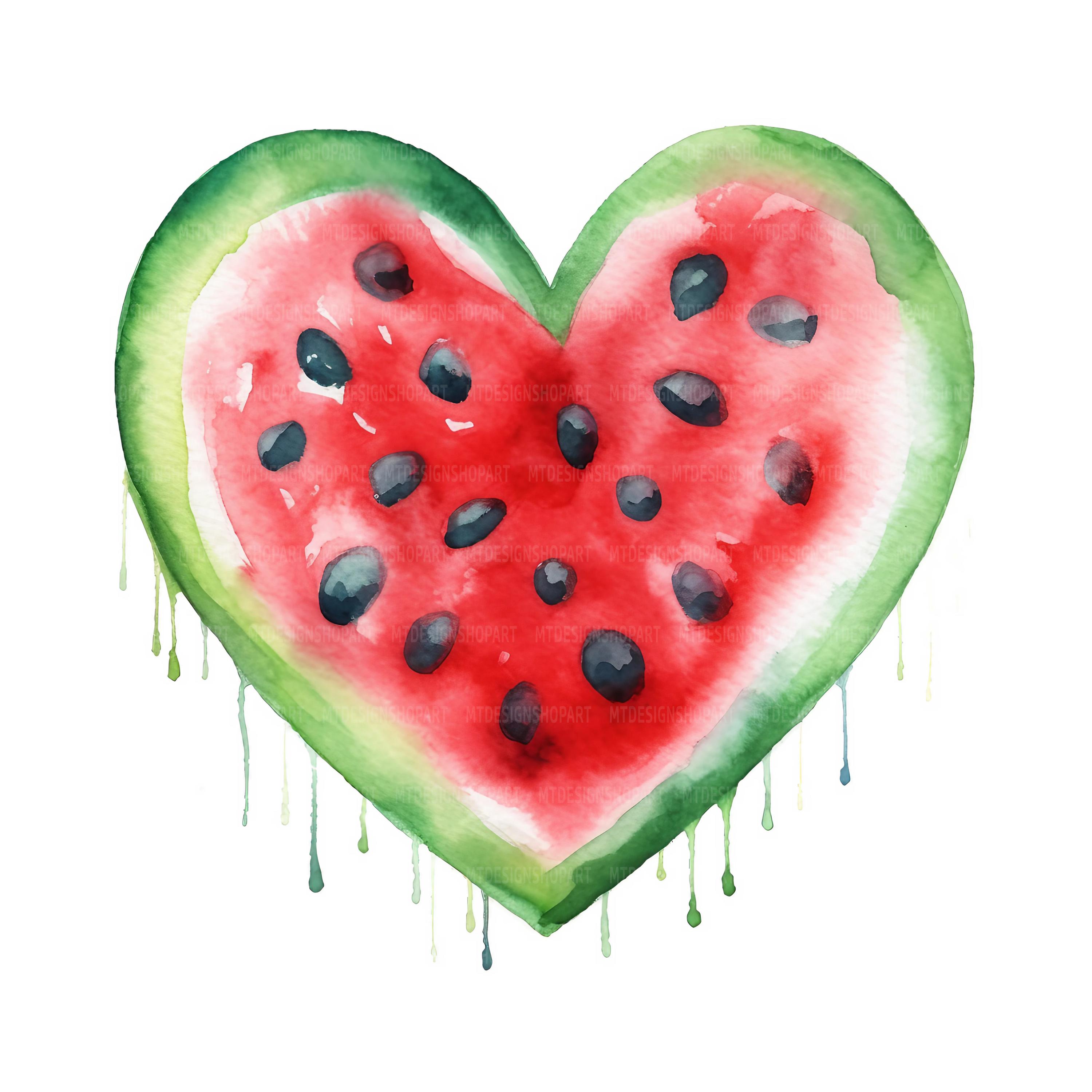 16 Watermelon Heart Clipart , Watermelon Clipart, Printable Watercolor ...