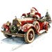 16 Festive Santa Car Clipart, Christmas Santa Claus Clipart, Printable ...