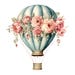 19 Hot Air Balloon Clipart, Floral Balloon, Printable Watercolor ...