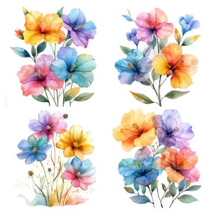 24 Various Flowers Clipart, Colorful Flowers Clipart, Printable ...