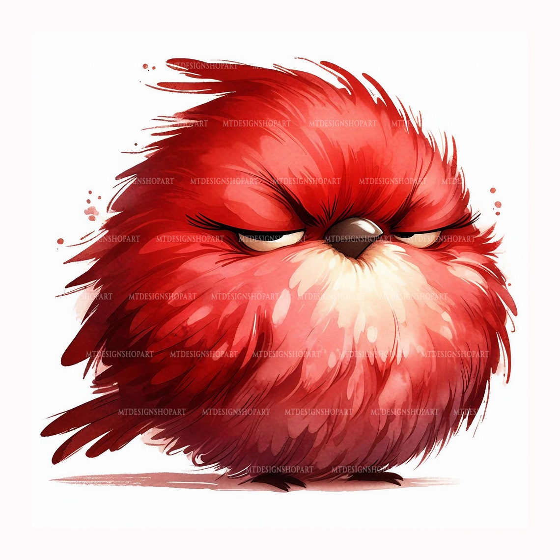 21 Grumpy Birds Clipart, Watercolor Clipart, Cute Fluffy Birds, Digital ...