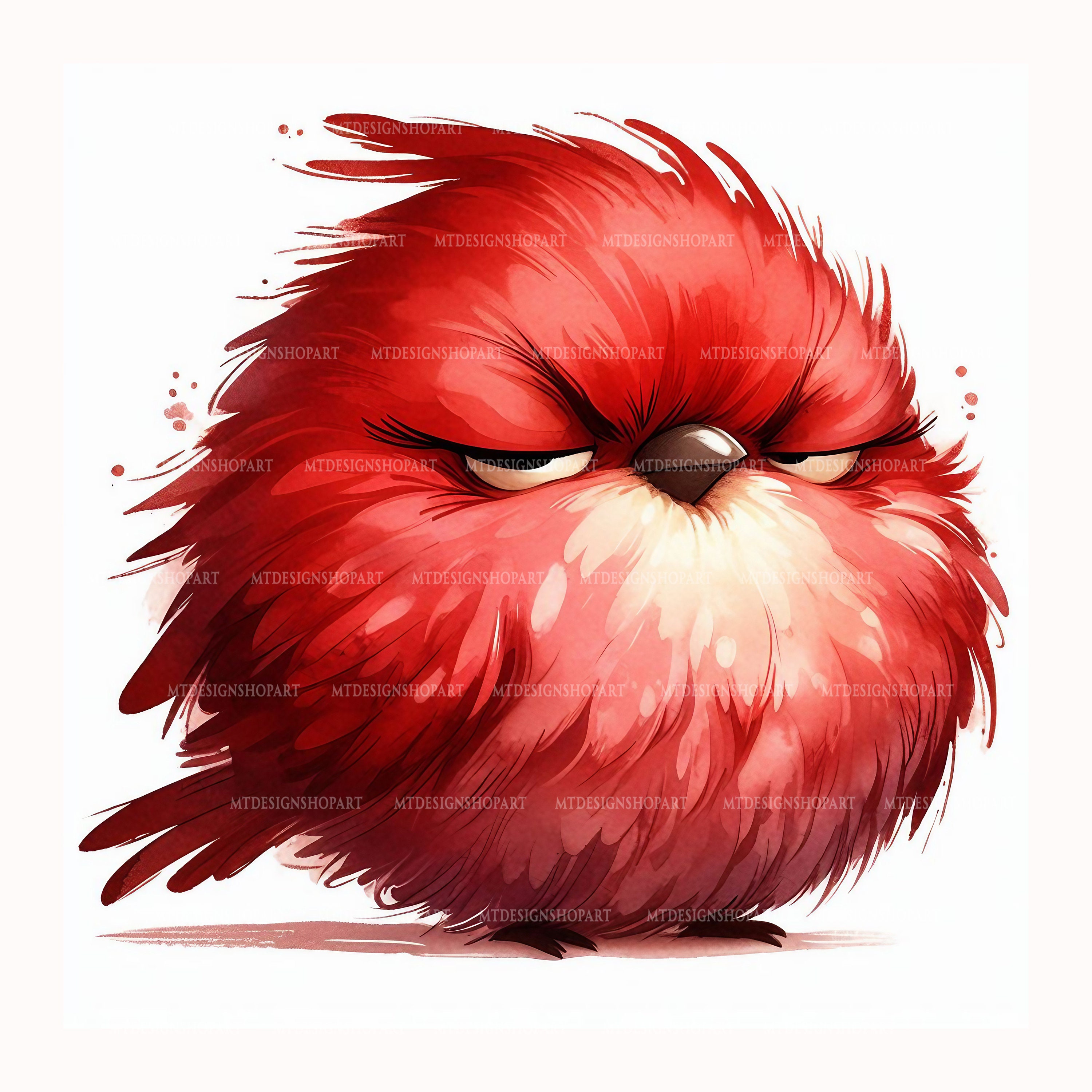 21 Grumpy Birds Clipart, Watercolor Clipart, Cute Fluffy Birds, Digital ...