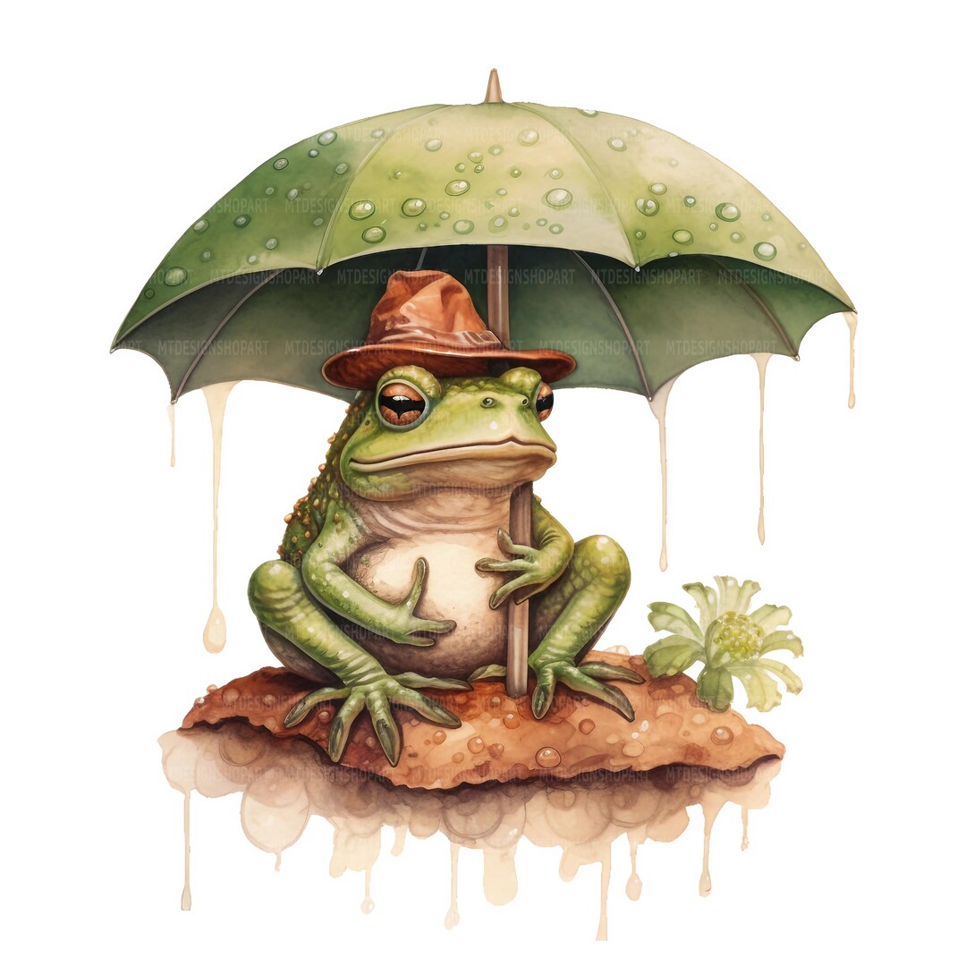 16 Frog With Umbrella Clipart, Frog and Mushroom Cliprt, Printable ...
