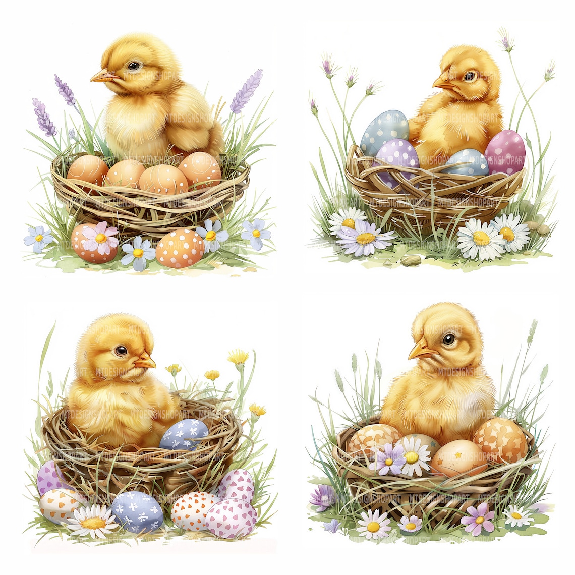 13 Chick and Eggs Clipart, Chicks, Printable Watercolor Clipart, High ...