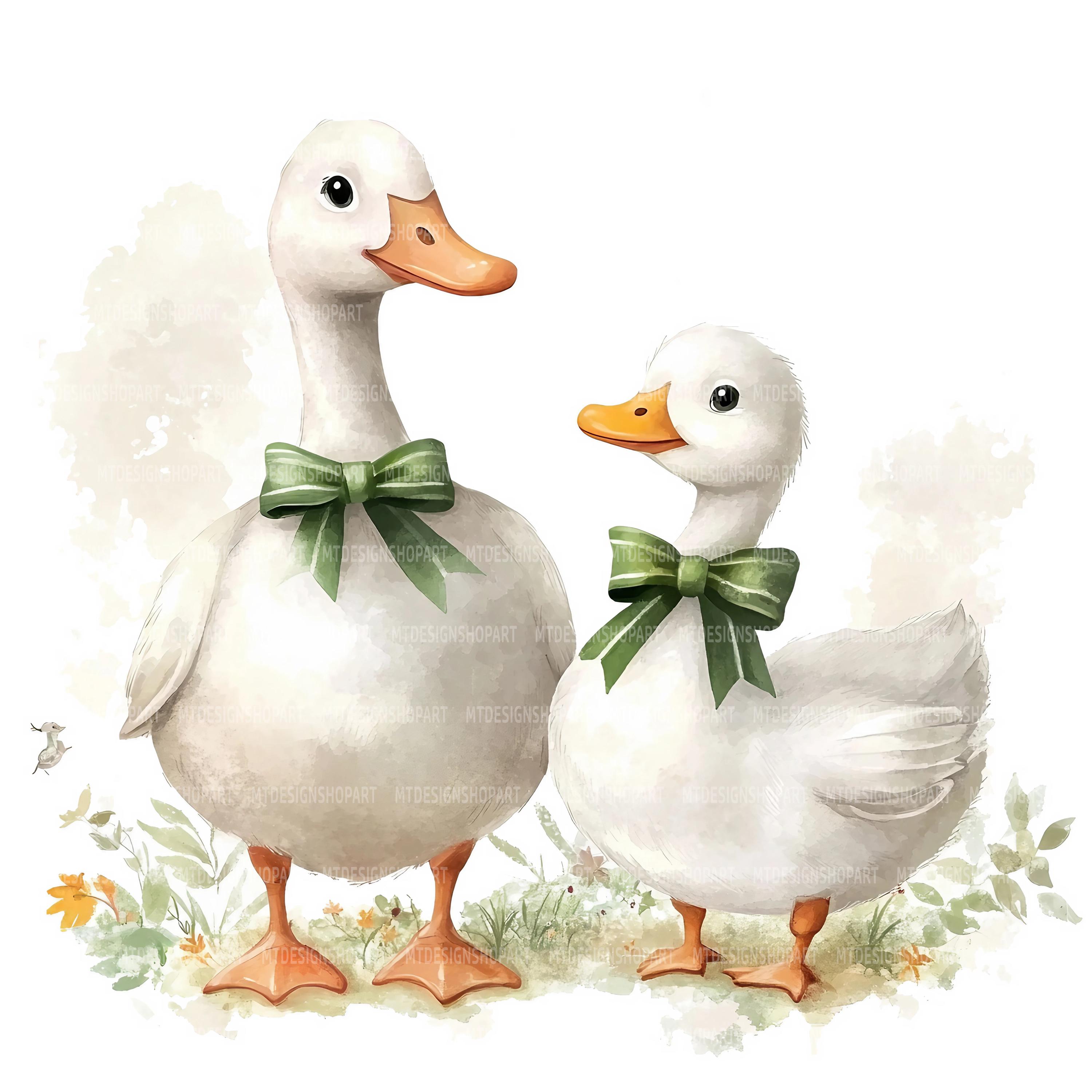 16 Cute Duck Clipart, Duck With Bow, Peacock Landscape, Printable ...