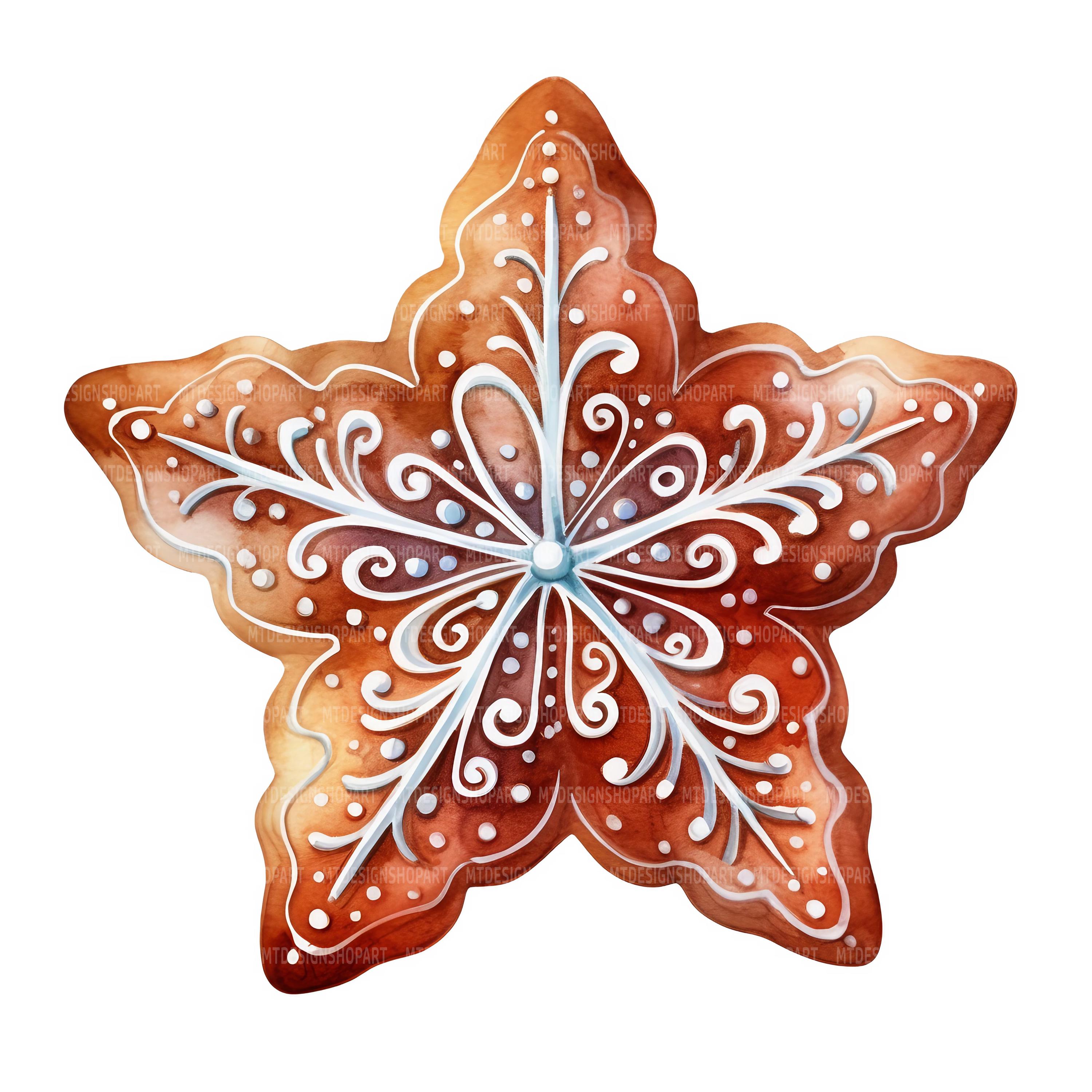16 Christmas Gingerbread Star Clipart, Festive Season, Printable ...