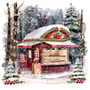 19 Christmas Bakery Clipart, Christmas Clipart, Printable Watercolor ...