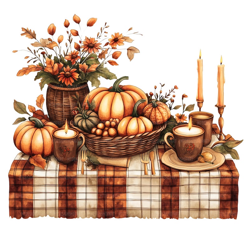 22 Fall Thanksgiving Clipart, Fall Leaves Print, Printable Watercolor ...