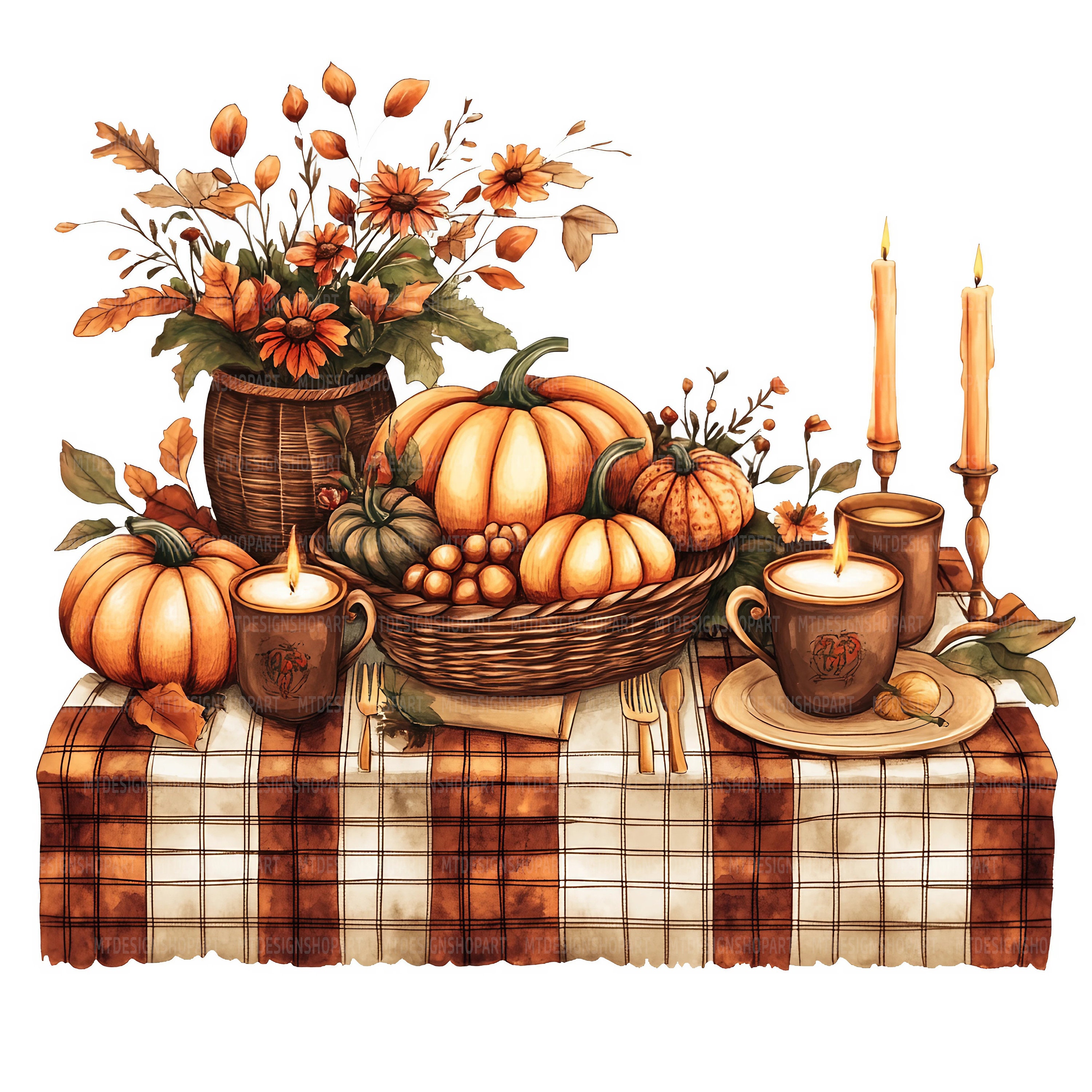 22 Fall Thanksgiving Clipart, Fall Leaves Print, Printable Watercolor ...