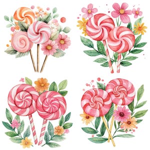 16 Cute Pastel Dessert Clipart, Colorful Candy, Printable Watercolor ...