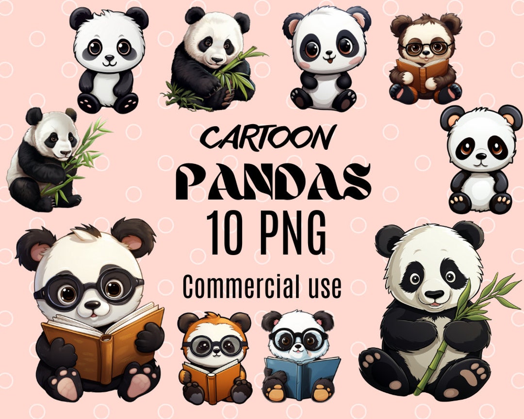 Cute Panda Clipart Bundle, Clip Art Set of 10 High Quality Pngs, Happy ...