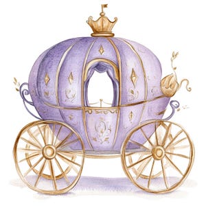 19 Fairytale Carriage Clipart, Purple Princess Carriage Art, Printable ...