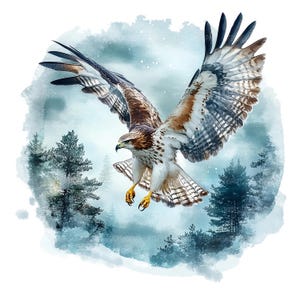 Watercolor Snow Hawk Clipart: Junk Journal Art (digital Download, Jpgs ...