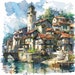 11 Old Lake Town Clipart, Old Town Bundle Clipart, Printable Watercolor ...