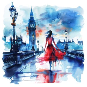 16 Girl on Westminster Bridge Clipart, Girl Clipart, Printable ...