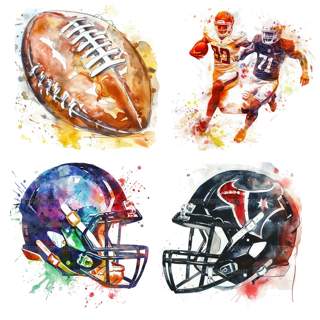 19 American Football Clipart, Football Clipart, Printable Watercolor ...