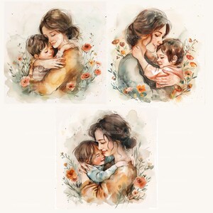 15 Mother and Child Clipart, Mother's Day Card, Printable Watercolor ...