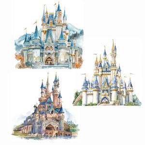 14 Watercolor Castle Clipart, Beautiful Castle, Fairy Castle, Printable ...