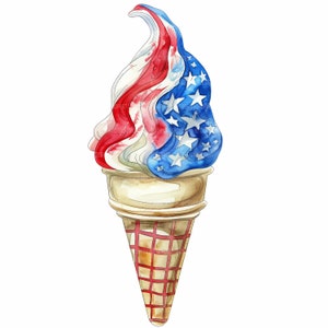 11 Patriotic Ice Cream Clipart, Usa Flag Clipart, Ice Cream, Printable ...