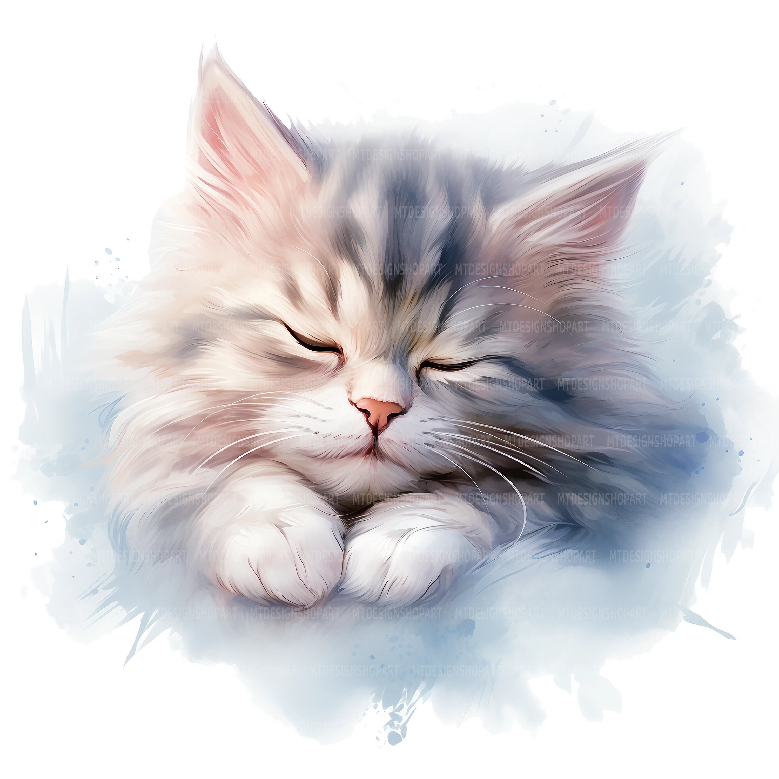 13 Sleeping Kitten Cat Clipart, Sleeping Baby Cats, Printable ...