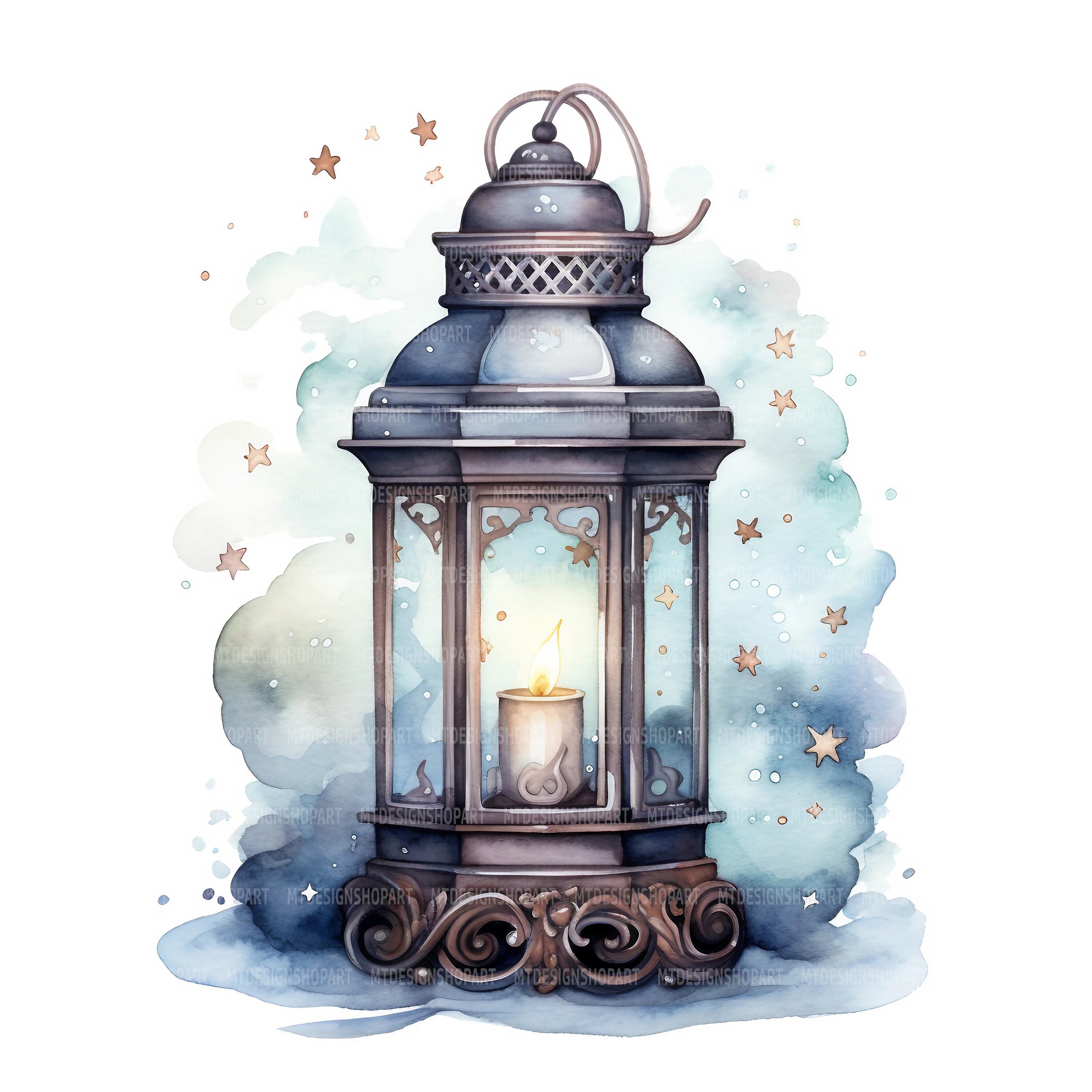 16 Candle Lantern Clipart, Lantern Clipart, Printable Watercolor ...