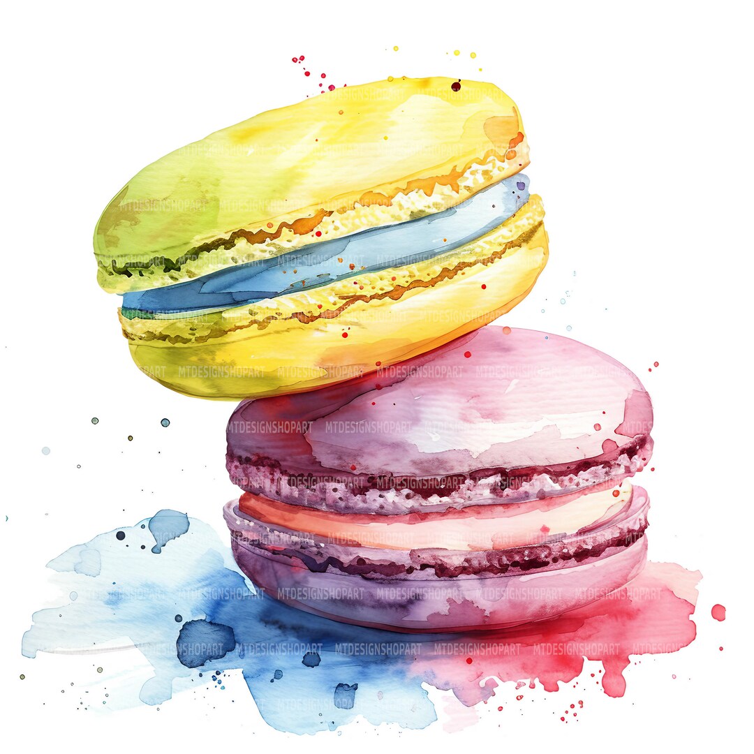 16 Two Macarons Clipart, Macarons Clipart, Printable Watercolor Clipart ...
