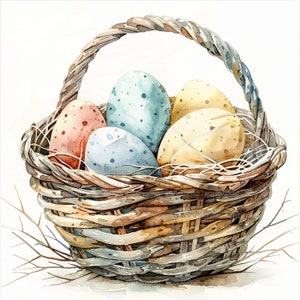 12 Easter Eggs Basket Clipart, Eggs Basket Clip Art, Printable ...