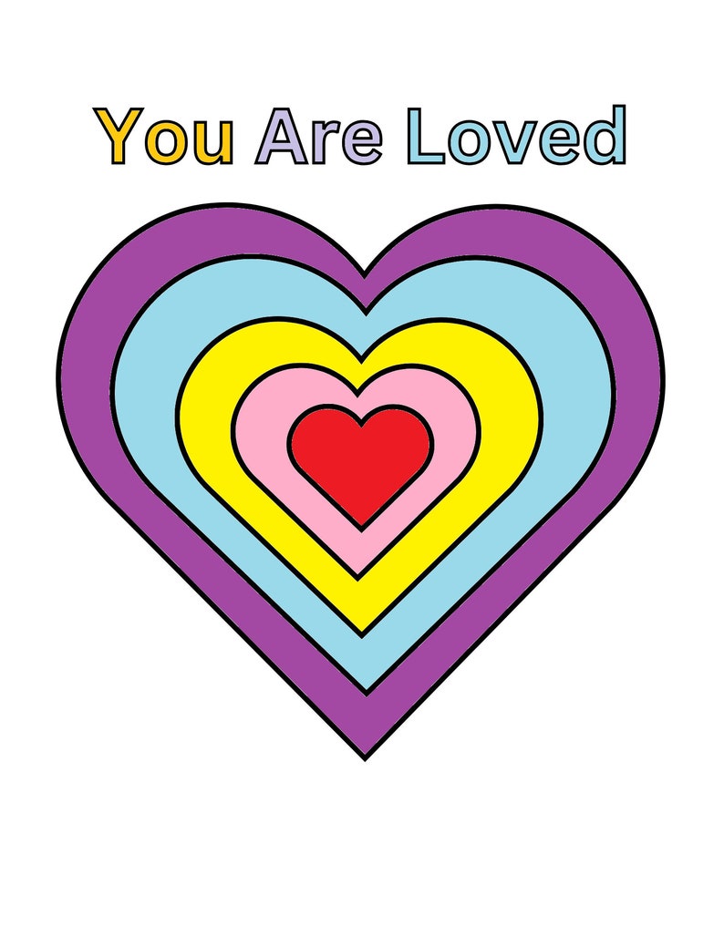 Heart Coloring Page With Positive Affirmation - Etsy