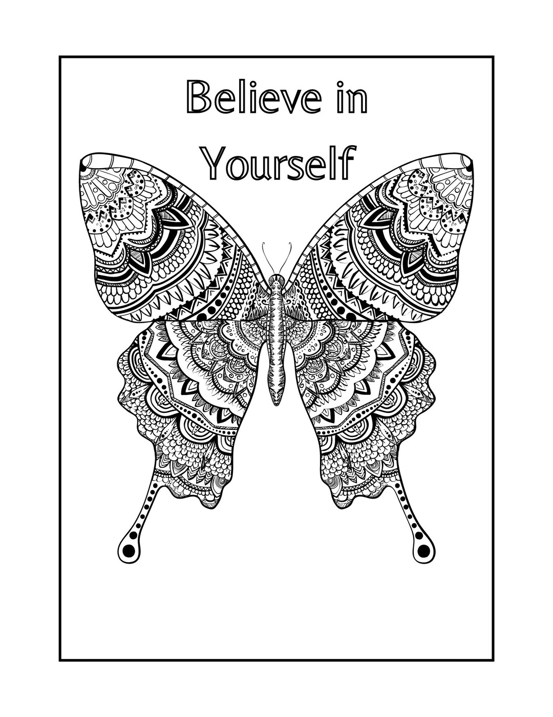 Butterfly Mandala Coloring Page - Etsy