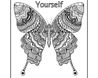Butterfly Mandala Coloring Page - Etsy