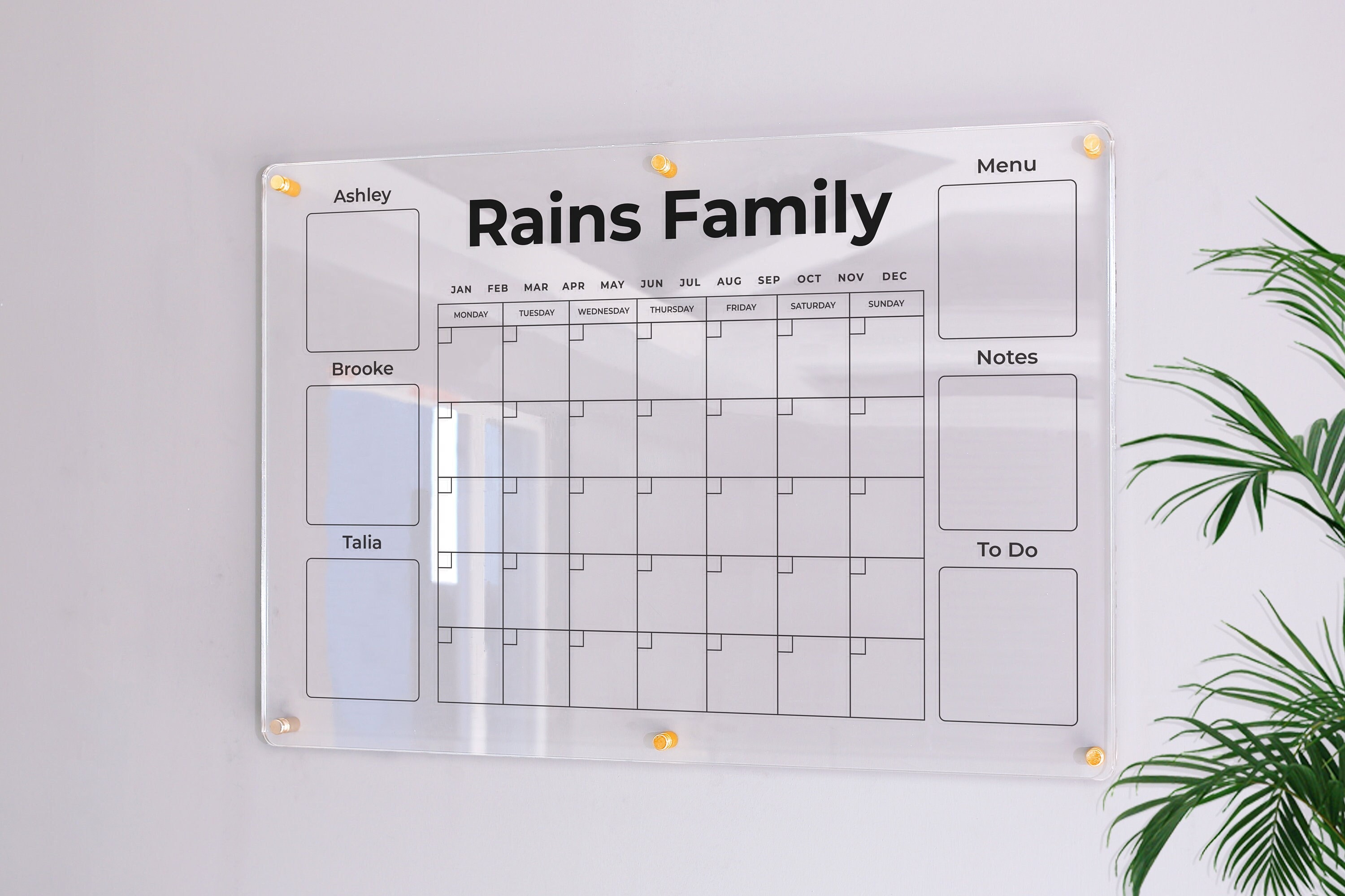 Acrylic Family Calendar | Family Planner | Dry Erase Calendar ...
