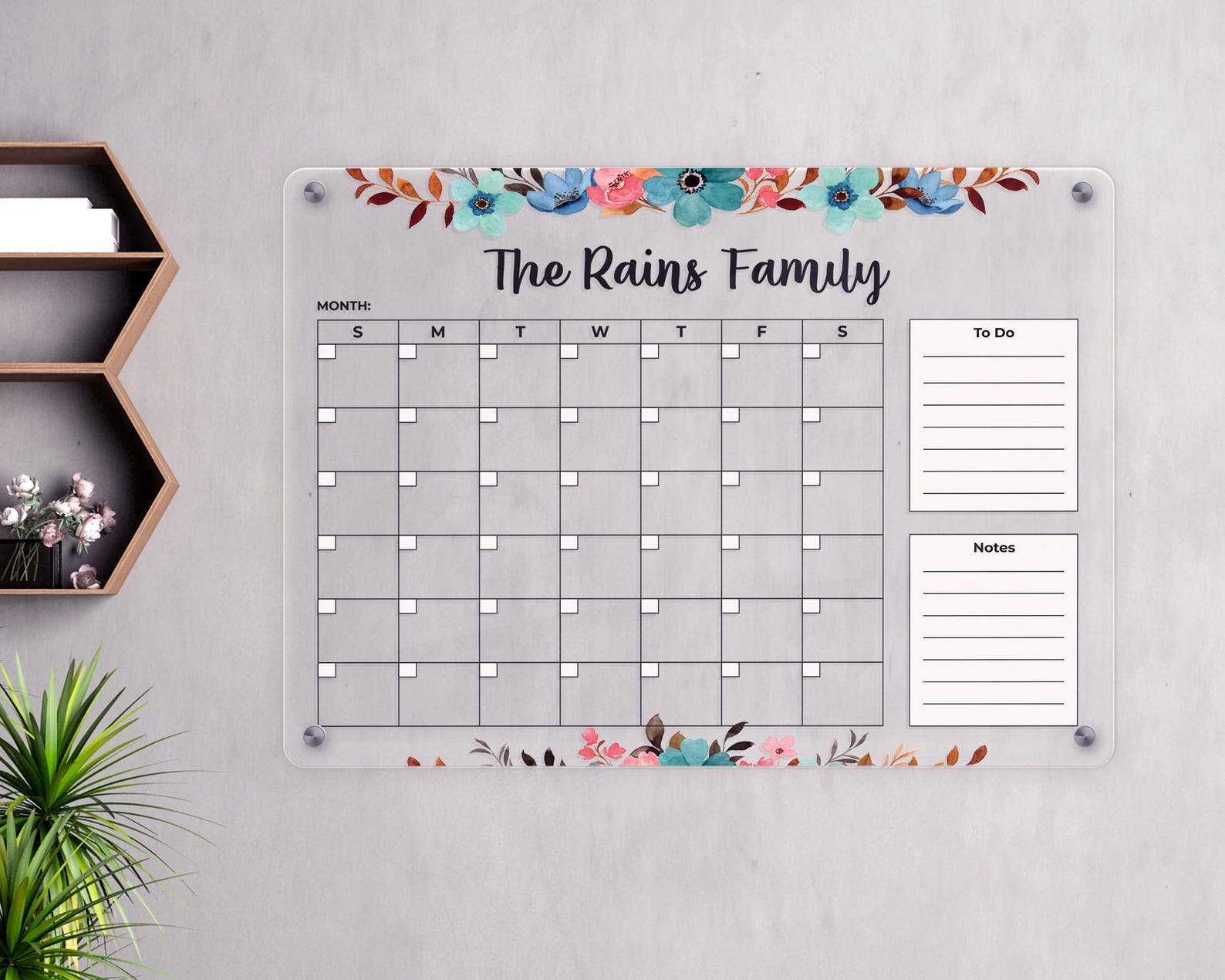 Acrylic Family Calendar | Family Planner | Dry Erase Calendar ...