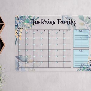 Acrylic Family Calendar Family Planner Dry Erase Calendar Personalize ...