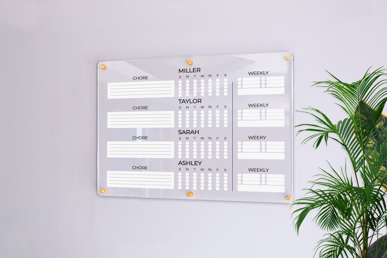 Personalized Acrylic Chore Chart | Family Responsibility Board - Etsy