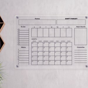 Monthly Planner | Large Glass Calendar | Dry Erase Planner ...