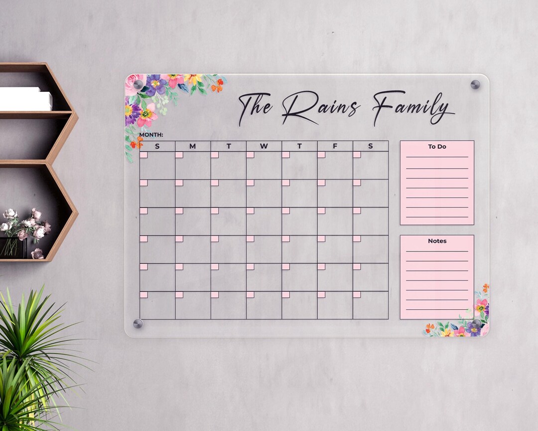 Acrylic Family Calendar | Family Planner | Dry Erase Calendar ...