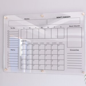 Monthly Planner | Large Glass Calendar | Dry Erase Planner ...