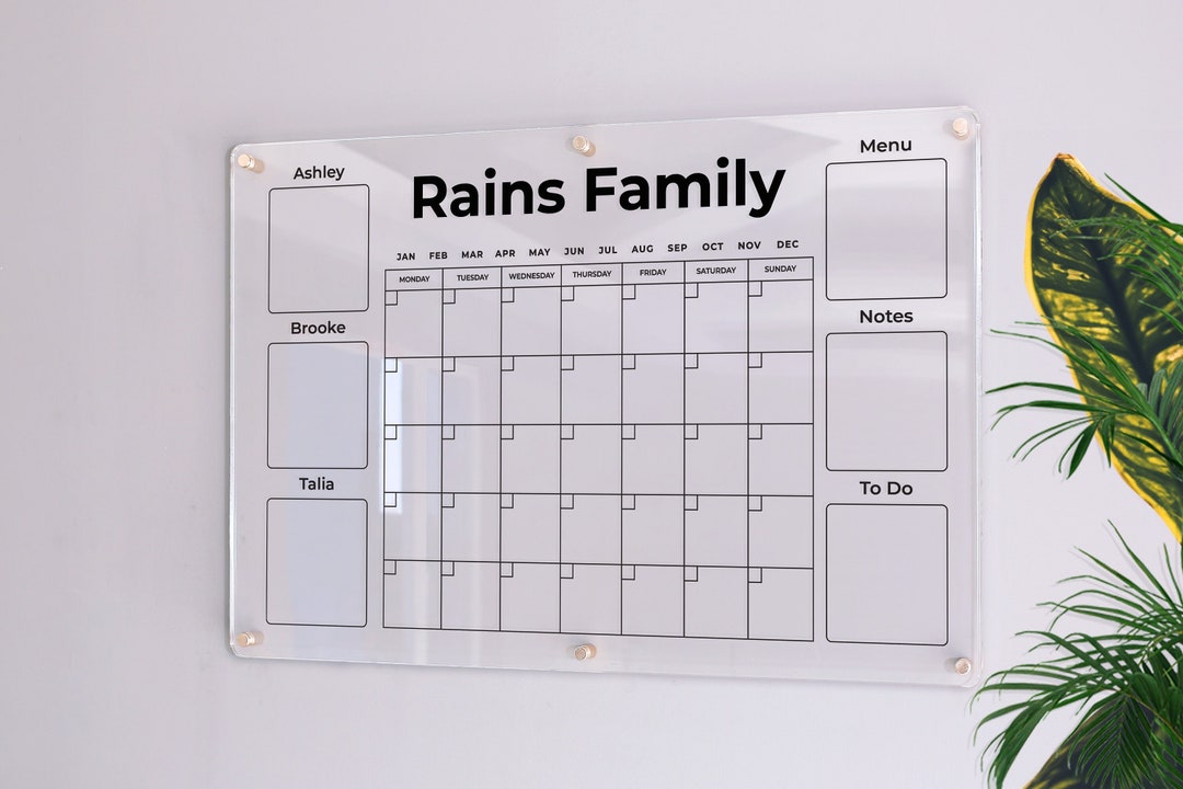 Acrylic Family Calendar | Family Planner | Dry Erase Calendar ...
