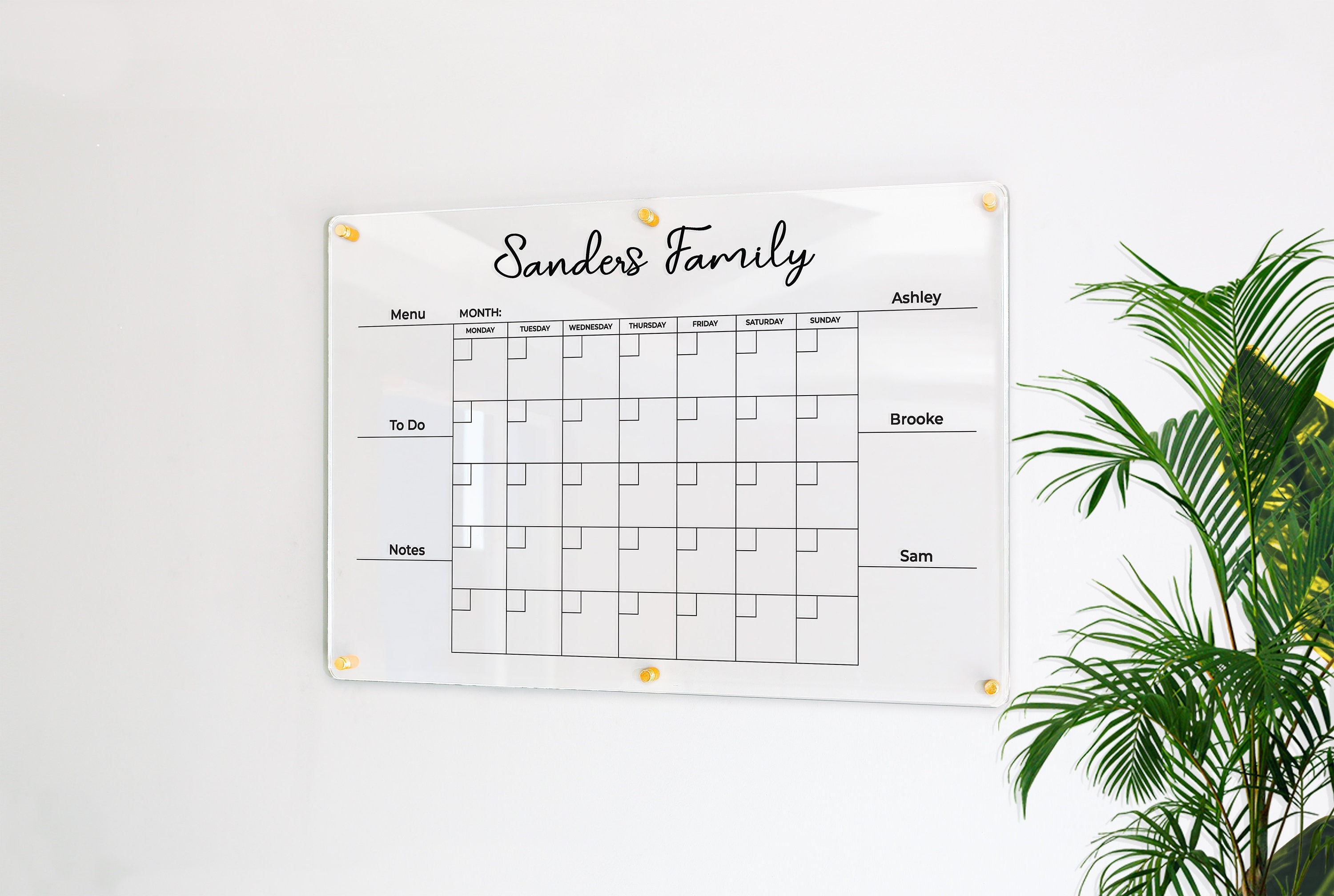Acrylic Family Planner | Large Glass Calendar | Dry Erase Planner ...