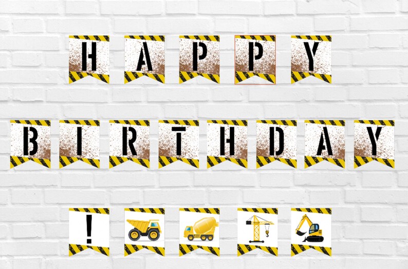 Construction Birthday Printable PDF Banner, DIY Printable Banner ...