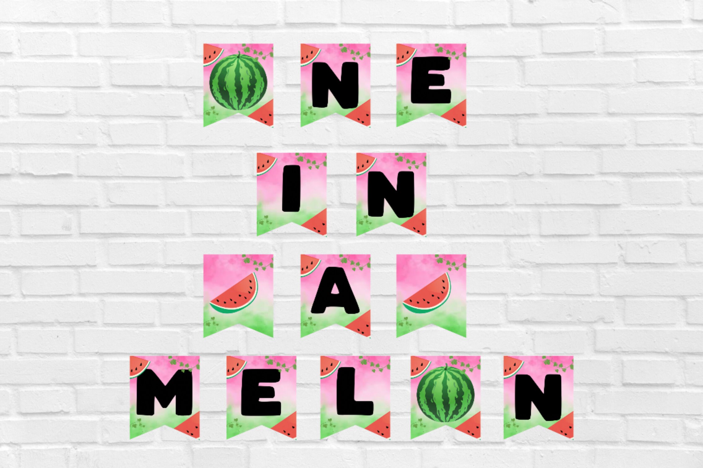 One in a Melon Printable PDF Banner DIY Printable Banner - Etsy