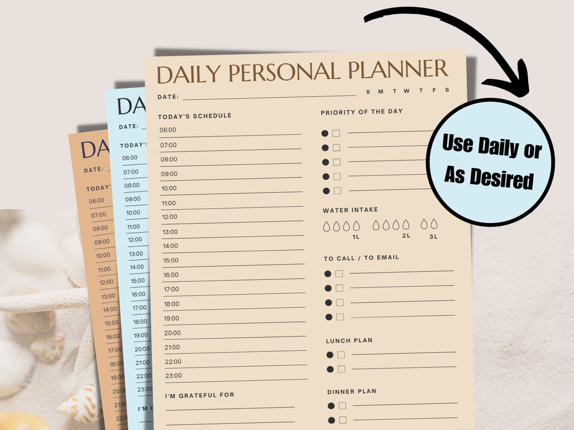 Digital Daily Planner Template - Etsy