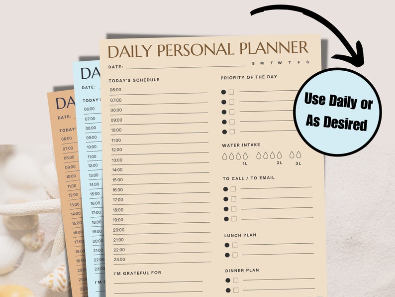 Digital Daily Planner Template - Etsy