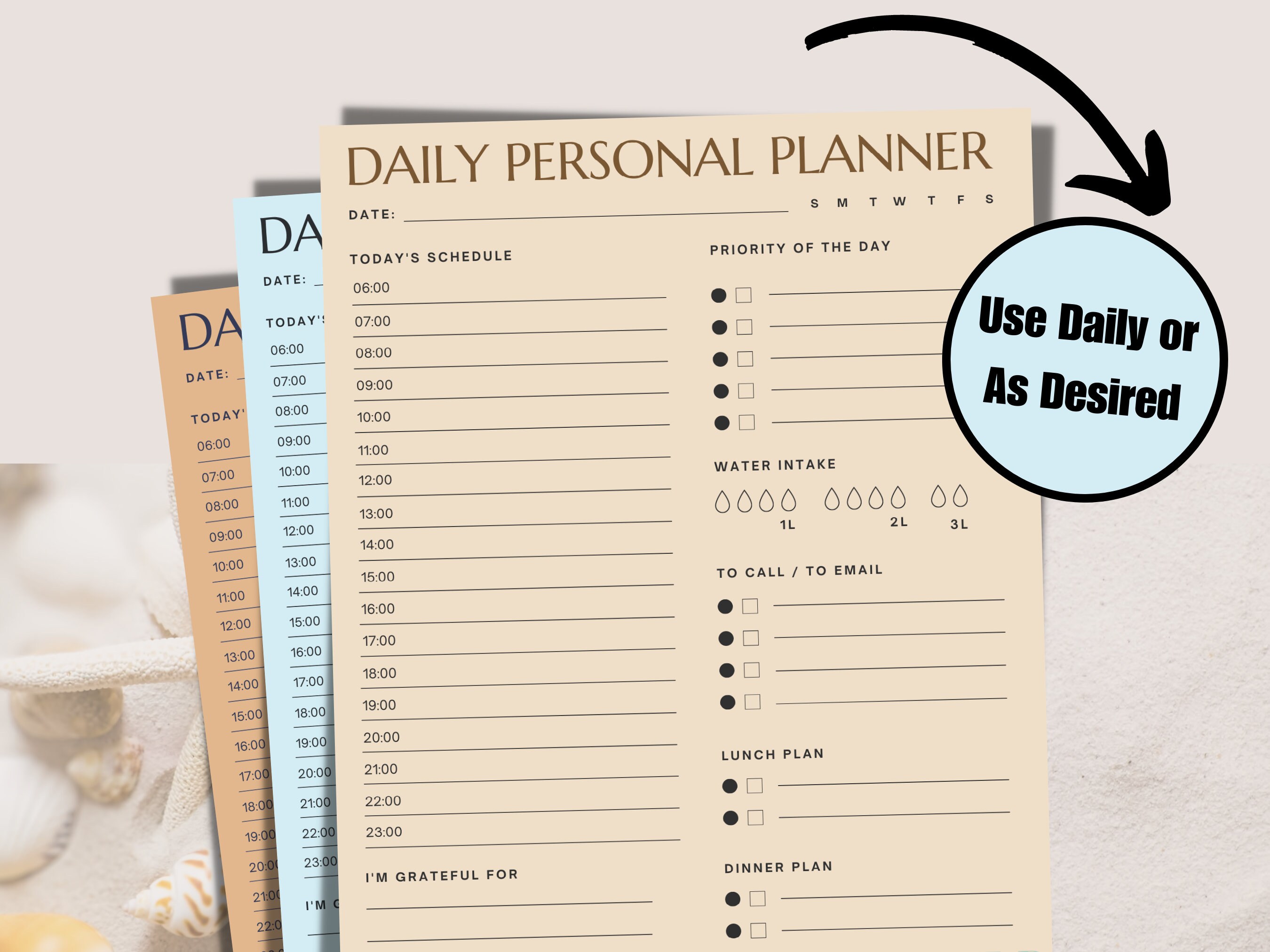 Digital Daily Planner Template - Etsy