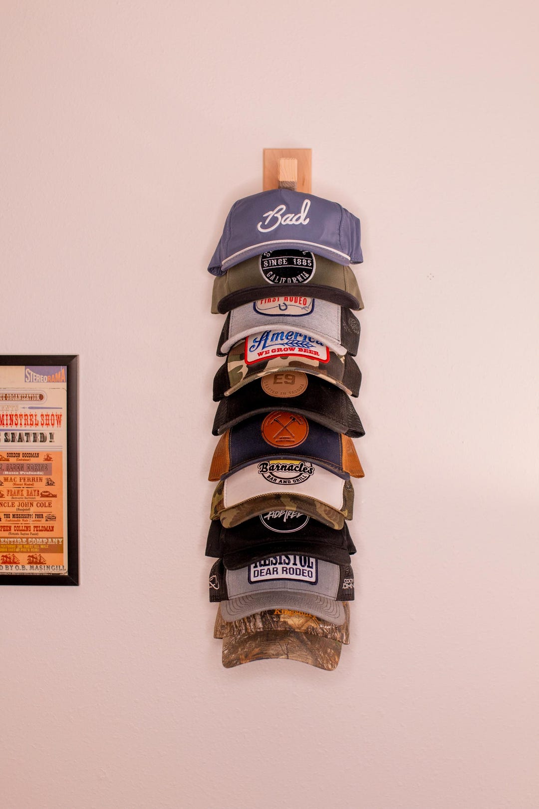 Handcrafted Wood Hat Rack: Wall Mounted 10-slot Hat Organizer - Etsy