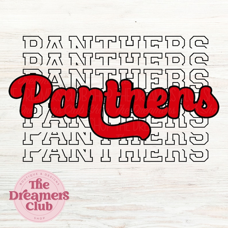 Panthers Stacked PNG, Mascot PNG, Red , Black, Digital File, Retro ...