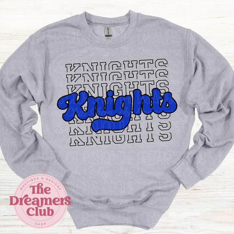 Knights Stacked PNG, Mascot PNG, Blue , Black, Digital File, Retro ...