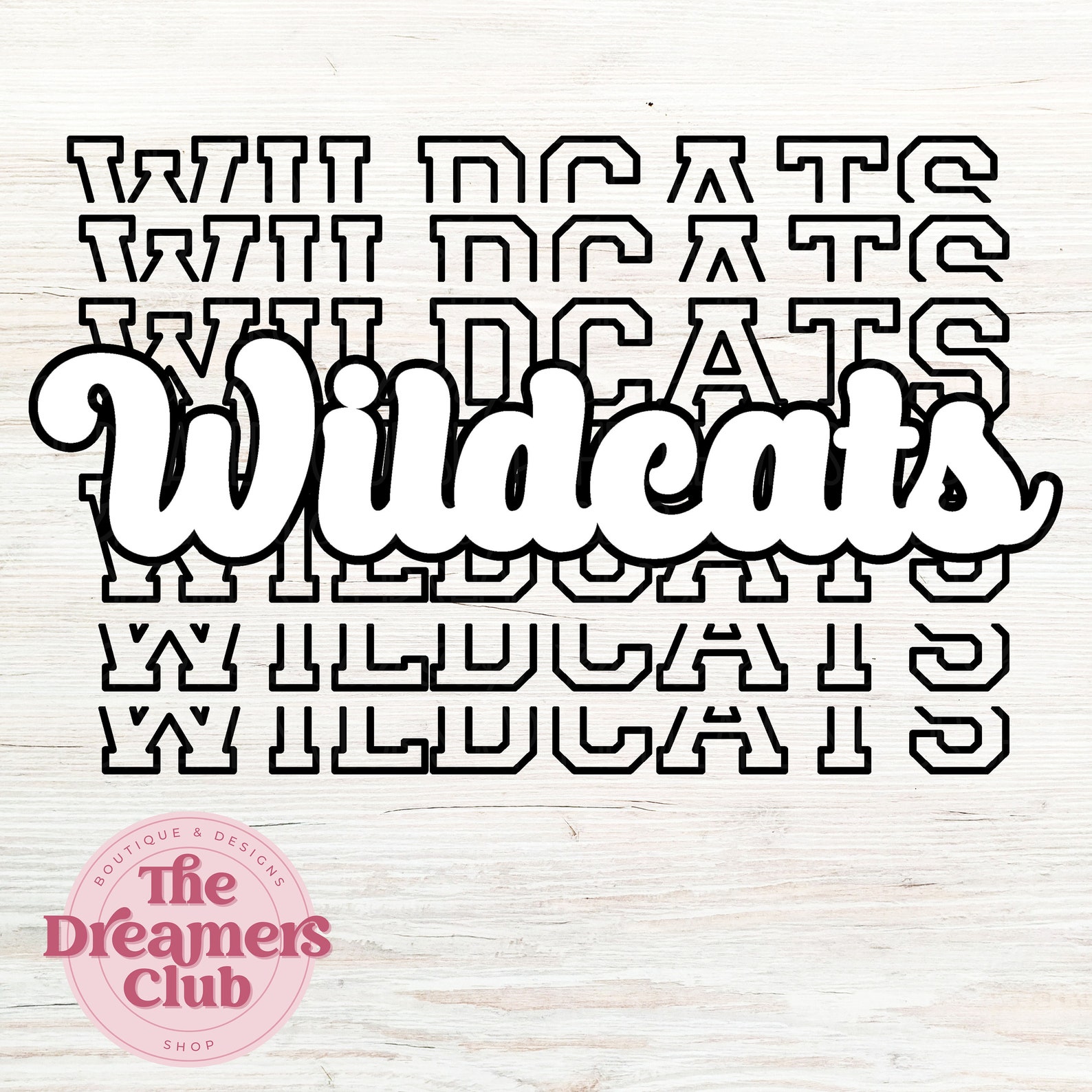 Wildcats Stacked PNG, Mascot PNG, White , Black, Digital File, Retro ...