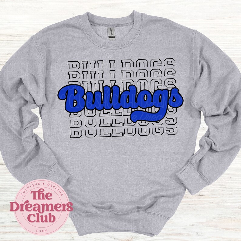 Bulldogs Stacked PNG, Mascot PNG, Blue , Black, Digital File, Retro ...